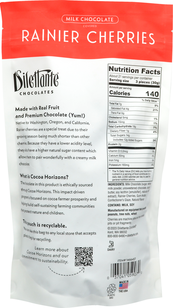 Chocolate Covered Rainier Cherry Pouch - Dilettante Chocolates